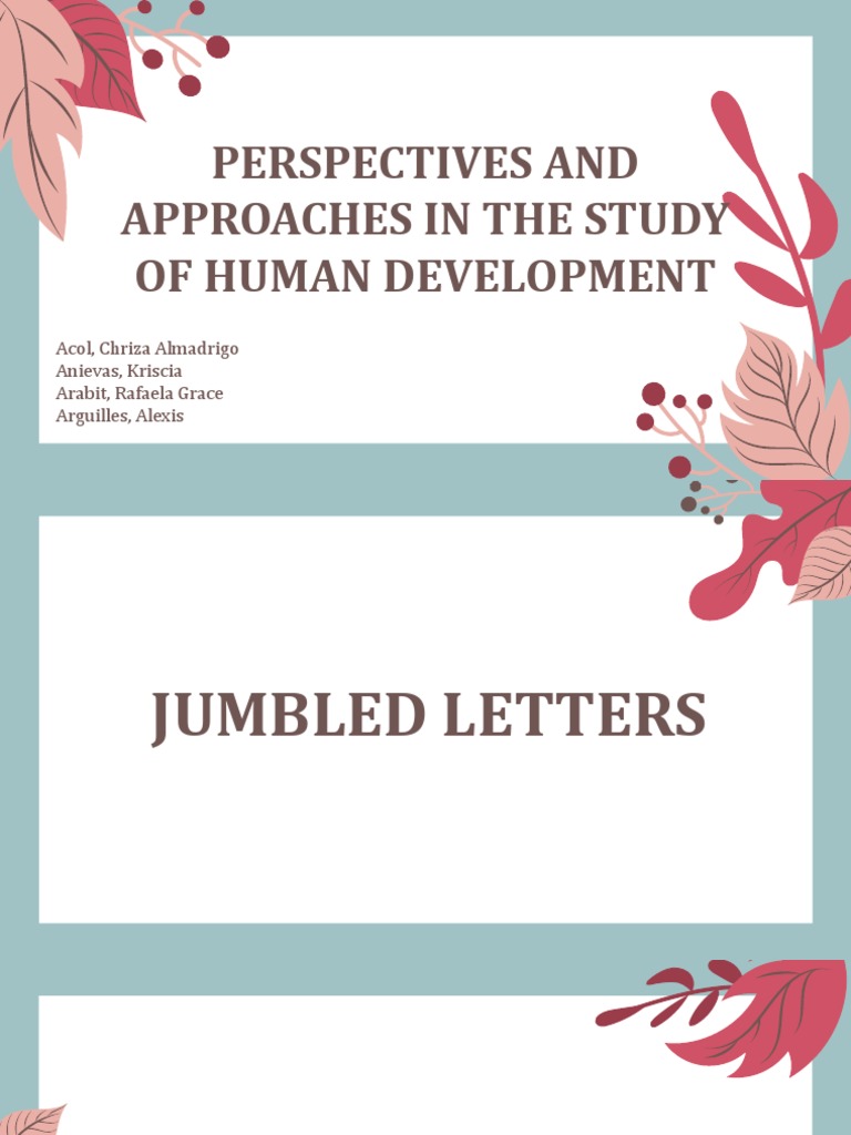 Perspective and Approaches in The Study of Human Development | PDF ...