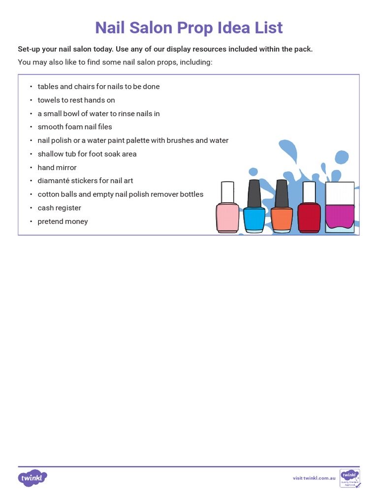 Nail Salon Prop Essentials List | PDF