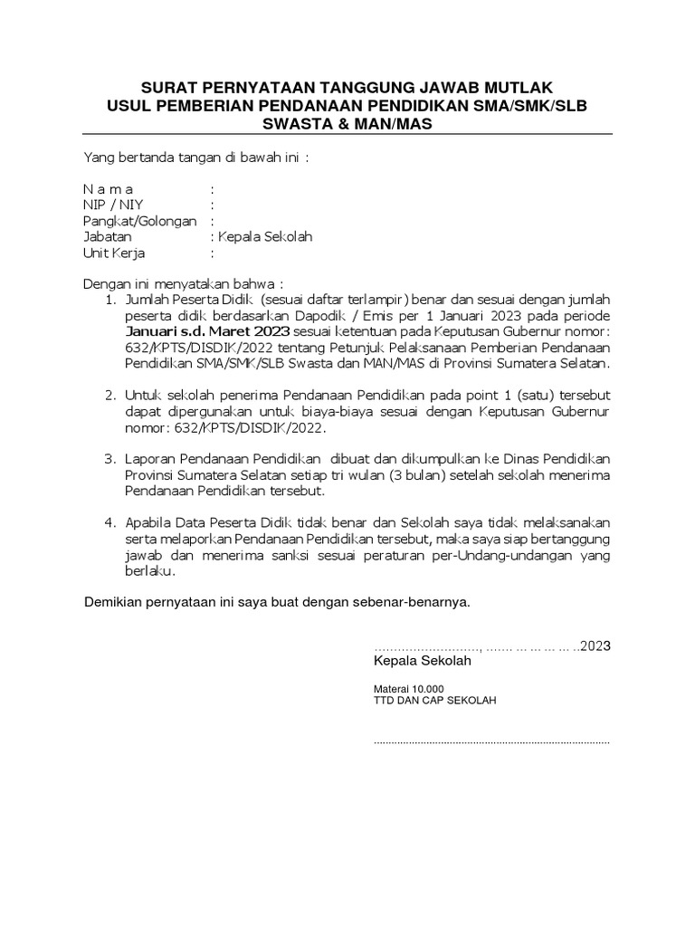 SPTJM Lampiran Usul TW 1 | PDF