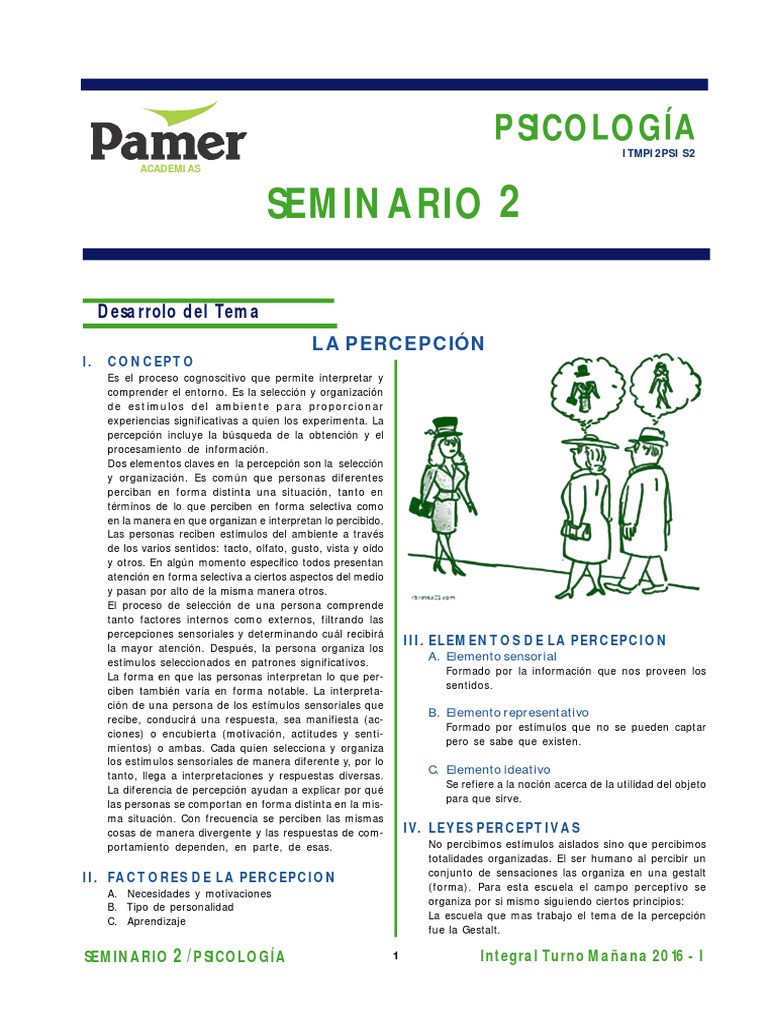 Percepción: Concepto, Factores, Elementos, Leyes y Anormalidades | PDF ...