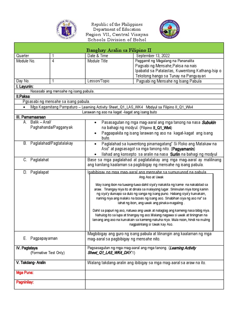 DLG Filipino2 q1 Wk4 | PDF