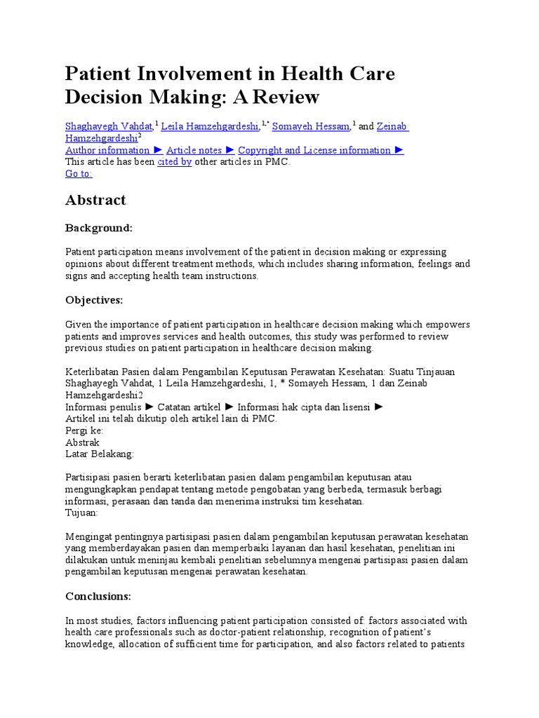 Decision Making | PDF | Health Care | Patient