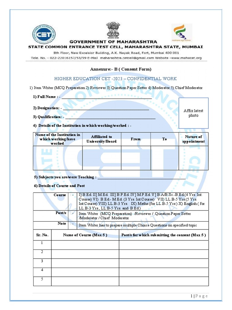 HIigher Education - Annexure B With Syllabus - Removed | PDF