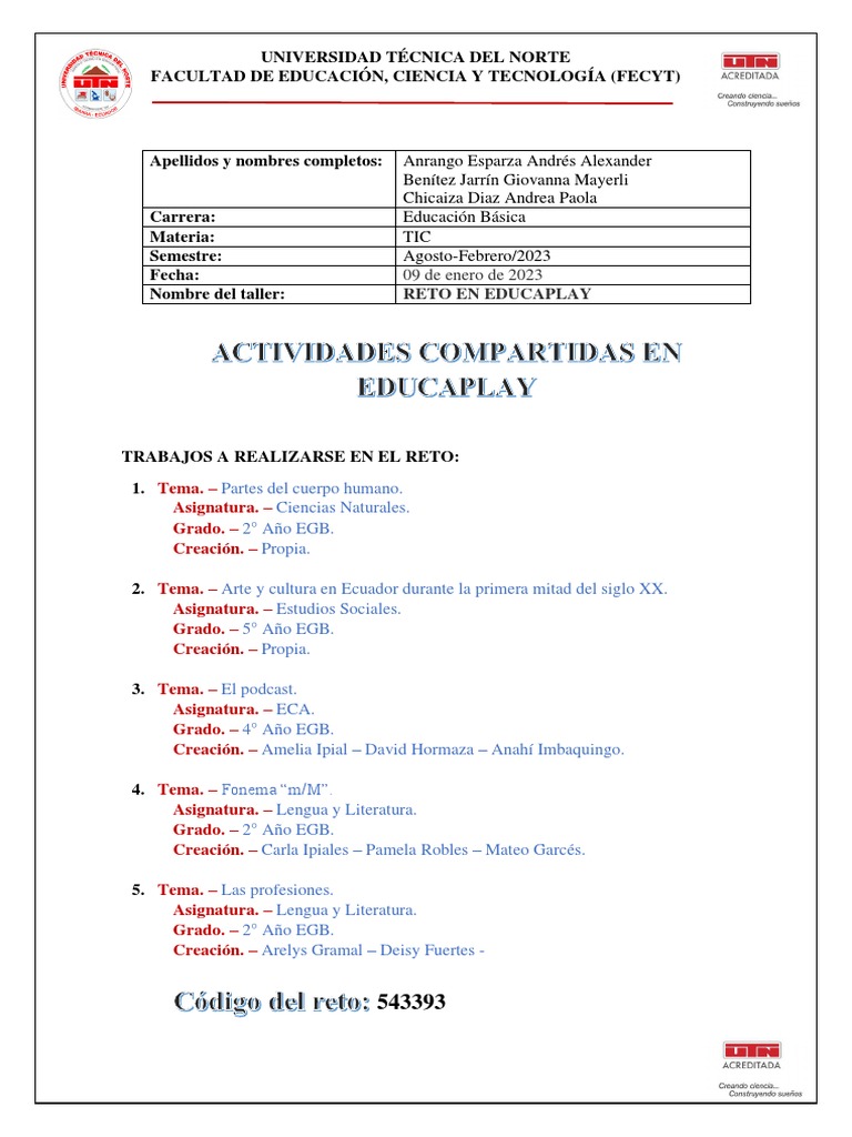 Trabajo Colaborativo - Reto Educaplay | PDF | Ciencias sociales | Historia