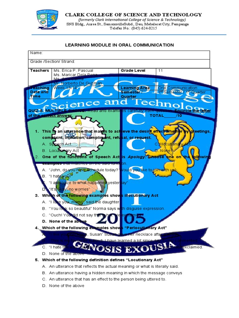 Oral Comm Module 13 14 | PDF | Human Communication | Linguistics