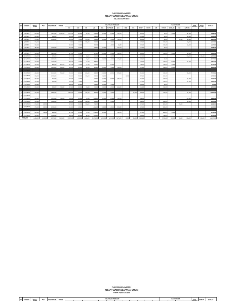 Rekap Pendapatan Umum-Bpjs 2023 | PDF