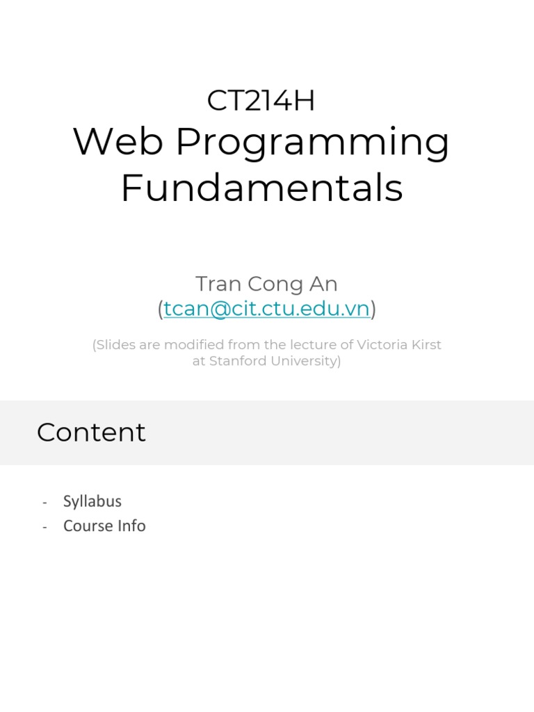 Ch0 - Course Syllabus | PDF