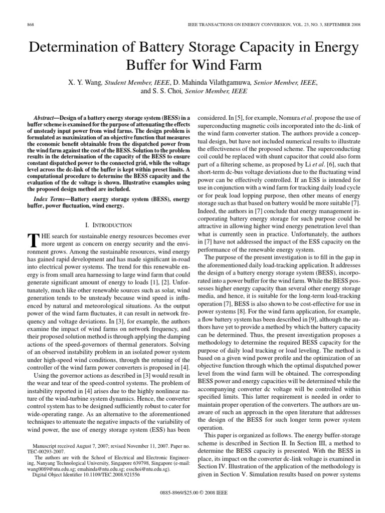Determination Of Battery Storage Capacity In Energy Buffer Pdf