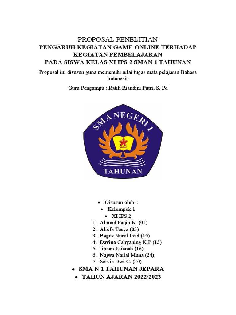 Proposal Penelitian Kelompok 1 XI Ips 2 | PDF