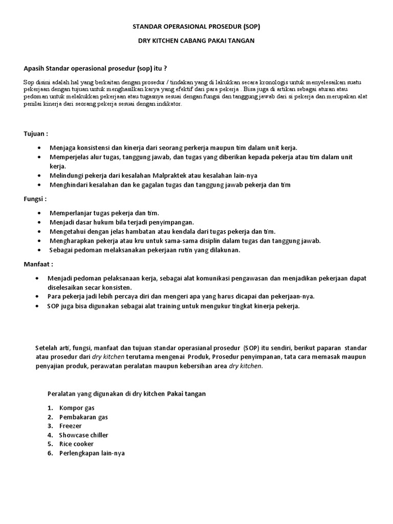 Standar Operasional Prosedur (Sop) | PDF