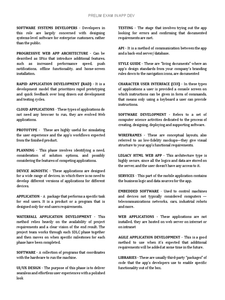 Appdev Prelim | PDF | Mobile App | Application Software