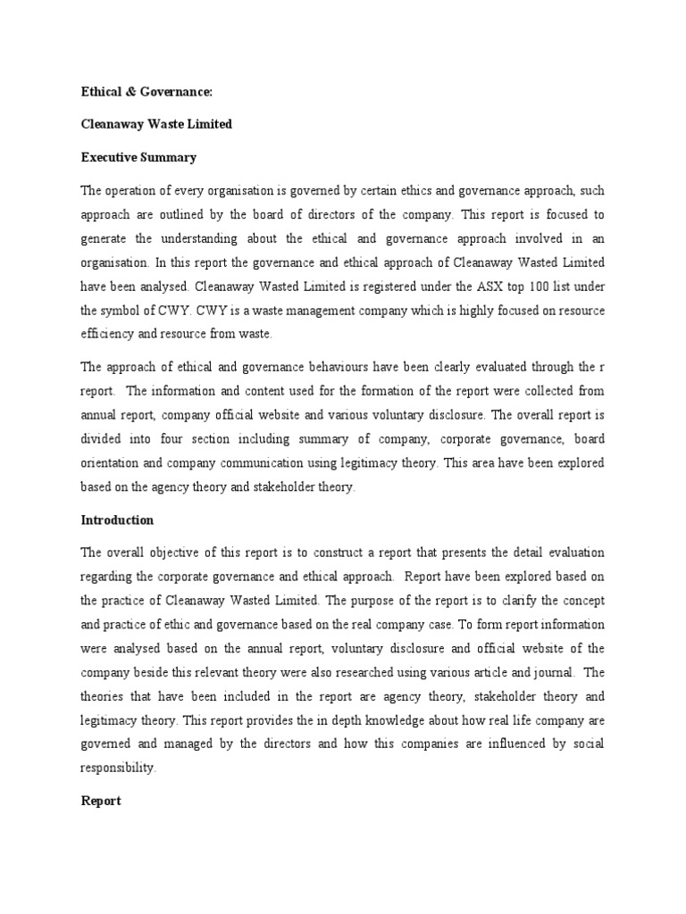 Cleanaway Waste Limited Report | PDF | Governance | Corporate Social ...