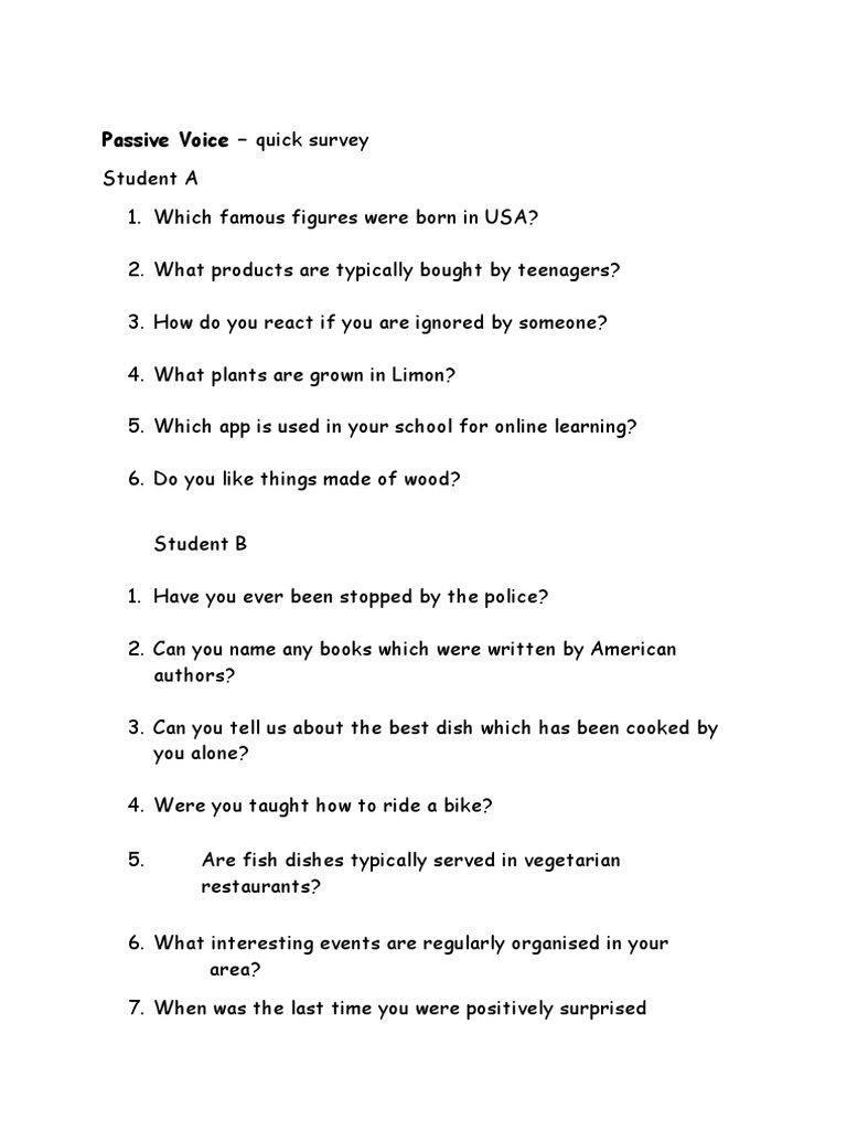 Passive Voice Conversation Questions | PDF | Self-Improvement | Wellness