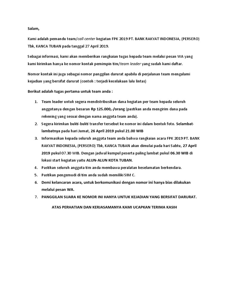 Tugas FPK Bri Tuban 2019 | PDF | Bisnis