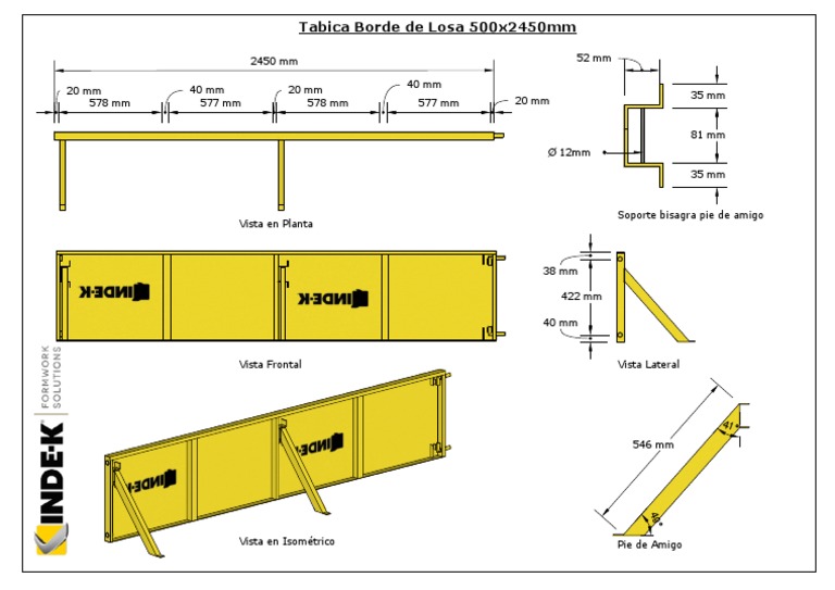 Diseño Borde Losa Tabica 500x2450mm | PDF