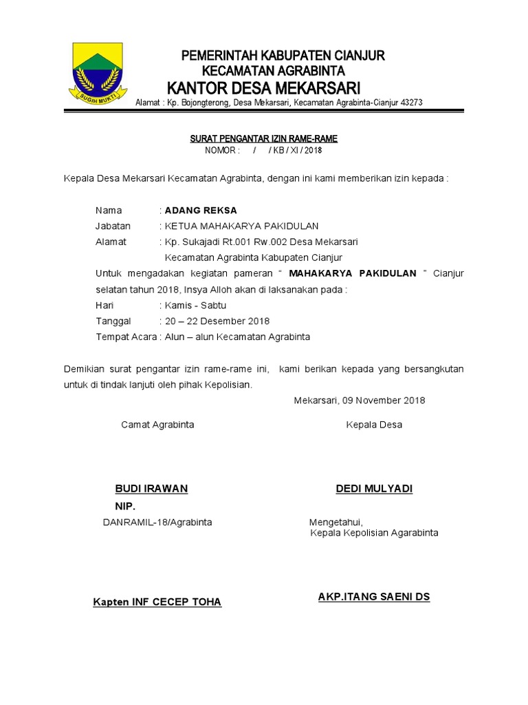 Surat Izin Pameran Maha Karya | PDF