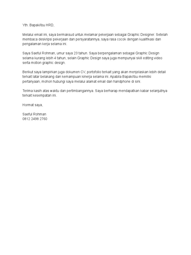 Cover Letter - Saeful Rohman | PDF