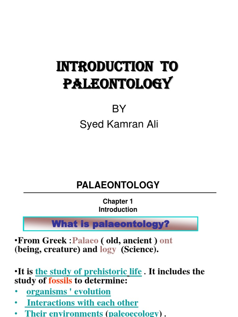 Introduction To Palaeontology 1 2 3 Pdf Paleontology Fossil