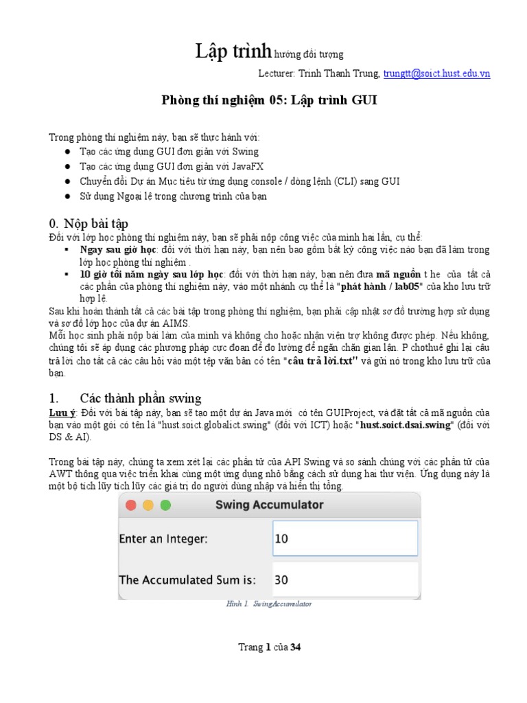 OOP Lab05 GUIProgramming Vietnamese | PDF
