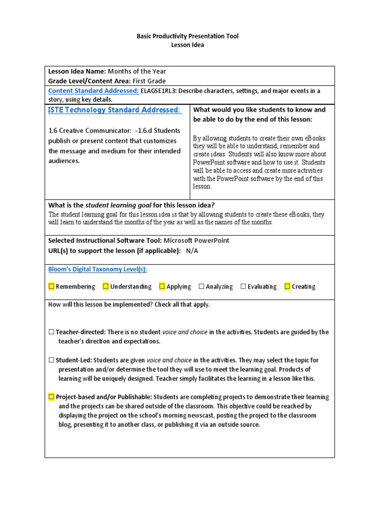 BPTs Basic Productivity Tools LESSON IDEA Katherine Montano | PDF | Project Based Learning ...