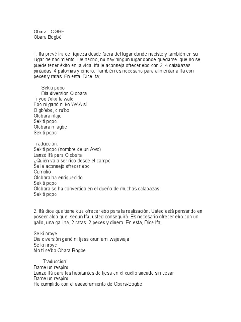 2 Obara Ogbe 32 Ingles | PDF | Santeria | Religión étnica