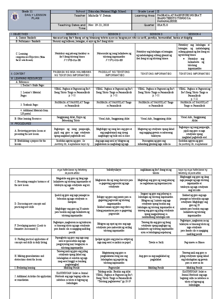 Toaz - Info DLP Pagsulat 1st Week PR | PDF