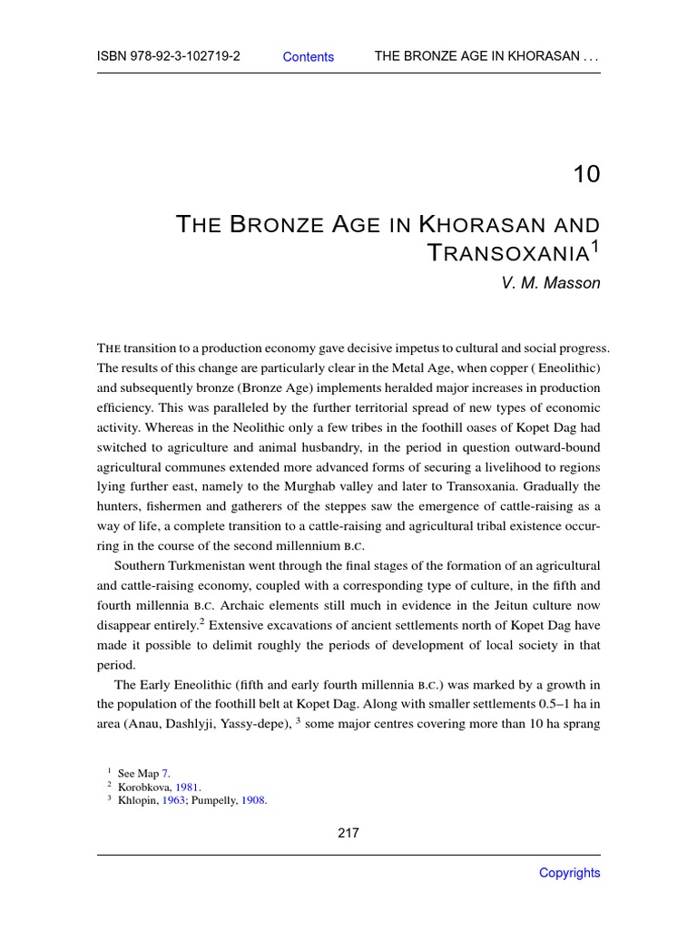 Vol - I Silk Road - The Bronze Age in Khorasan and Transoxania | PDF ...