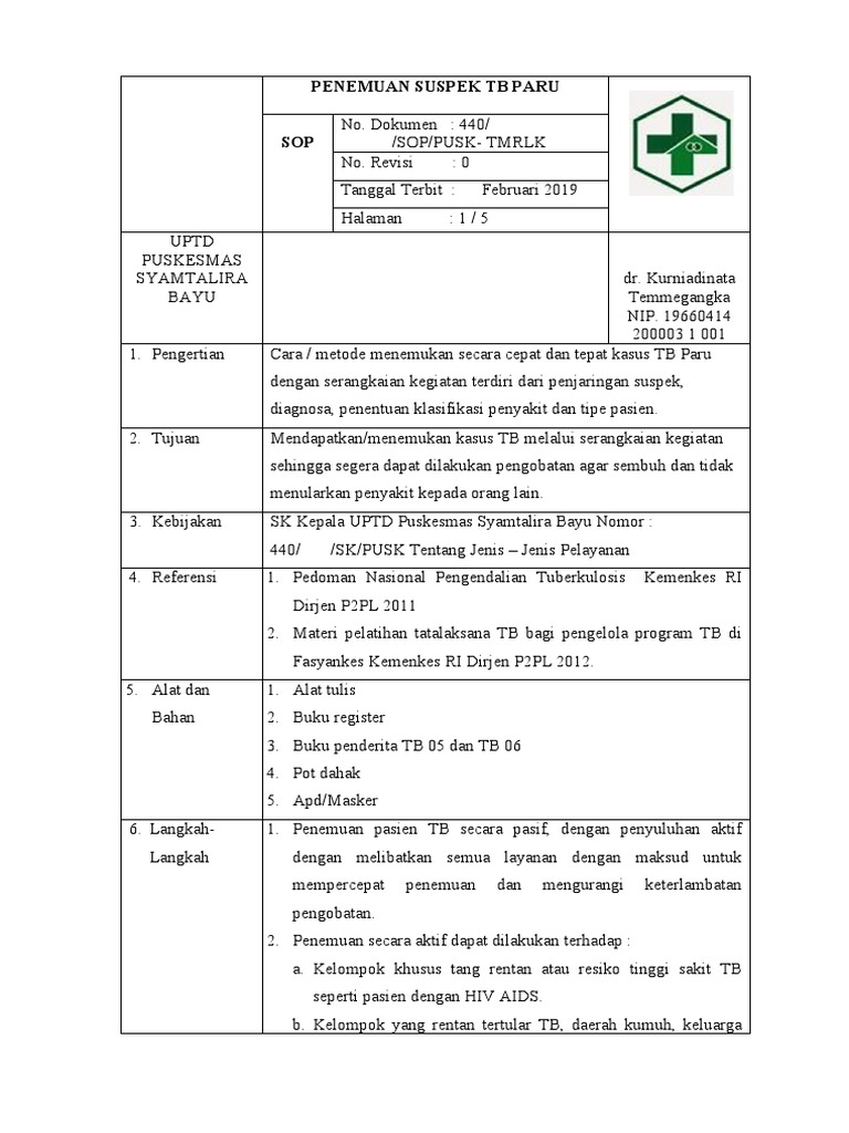 Sop Penemuan Kasus TB | PDF | Pengembangan Diri | Kesehatan Holistik