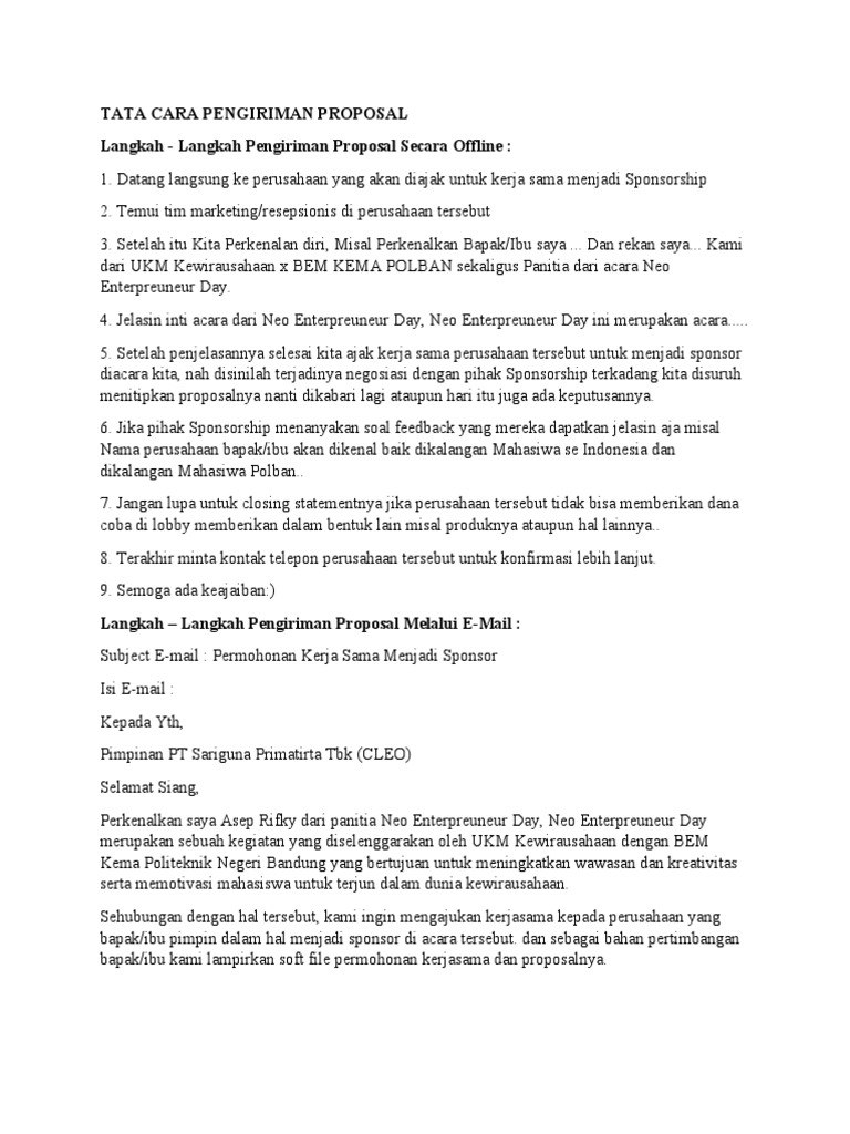 Tata Cara Pengiriman Proposal | PDF
