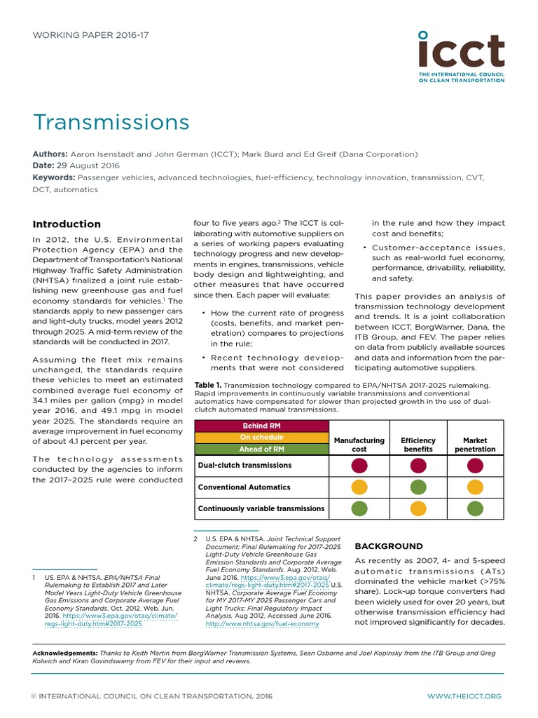 PV Tech Transmissions - Working Paper - 08292016 | PDF | Automatic ...