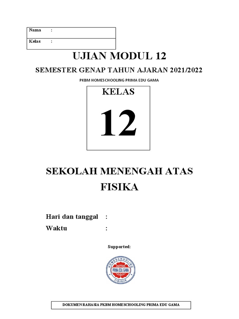 Soal Fisika 12 Um12 | PDF | Sains & Matematika