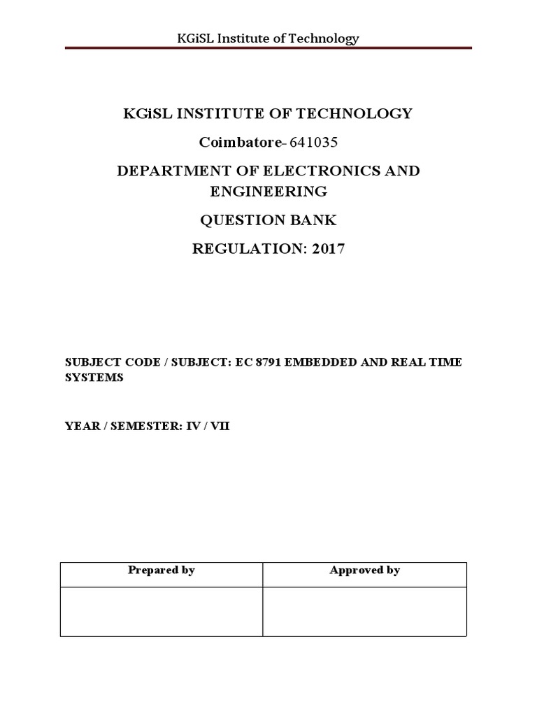 Ec8791 Erts QB | PDF | Embedded System | Data Compression