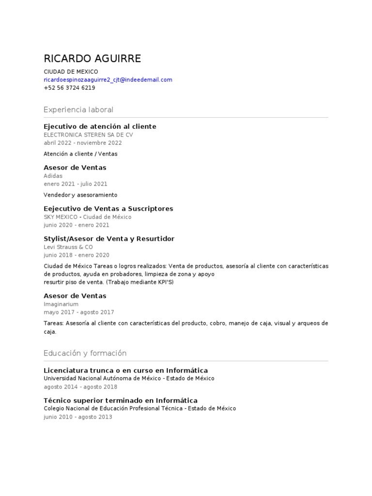 CV Ricardo Aguirre | PDF
