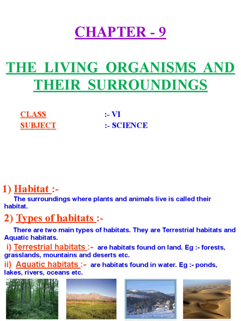 VI-9-The Living Organisms and Their Surroundings | PDF | Habitat | Plants
