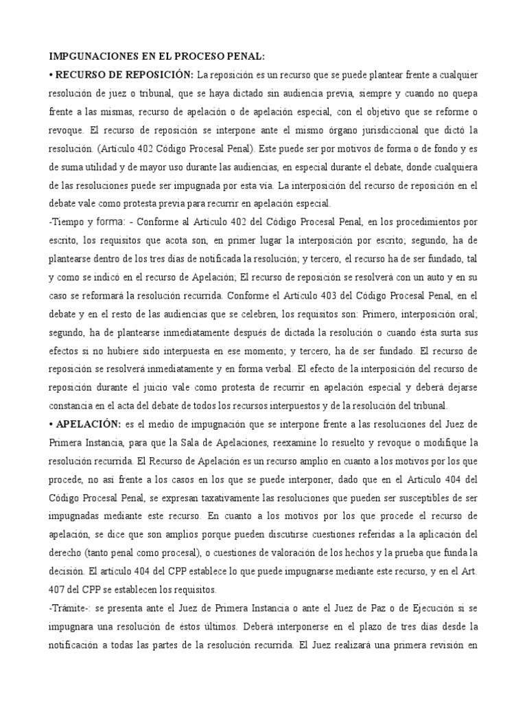 IMPGUNACIONES EN EL PROCESO PENAL. Gilberto Noriega | PDF | Apelación ...