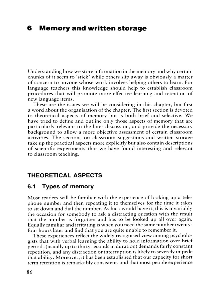 Memory and written storage organization and retention | PDF | Memory | Recall (Memory)