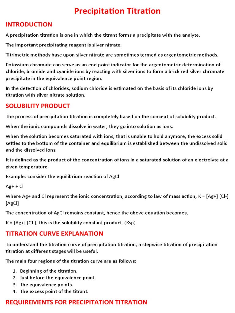 3.precipitation Titration 1 | PDF | Titration | Chemistry