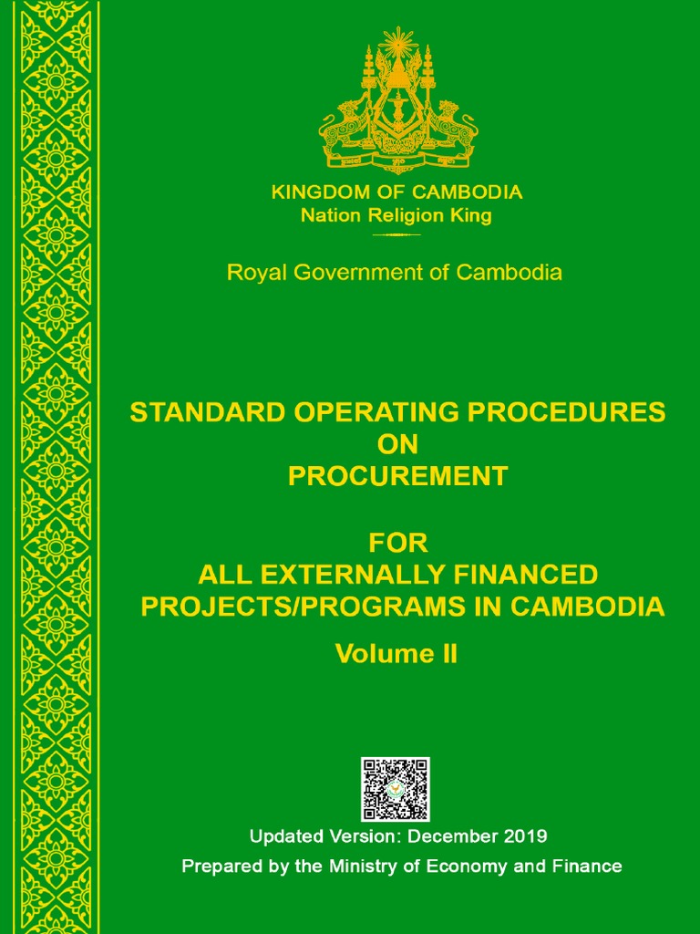 SOP On Procurement For All Externally Financed Projects Programs in Cambodia Volume II | PDF ...