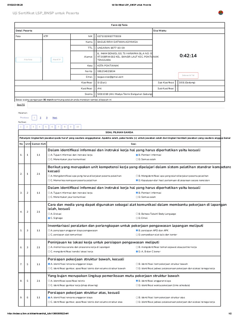 Uji Sertifikat LSP - BNSP Untuk Peserta | PDF