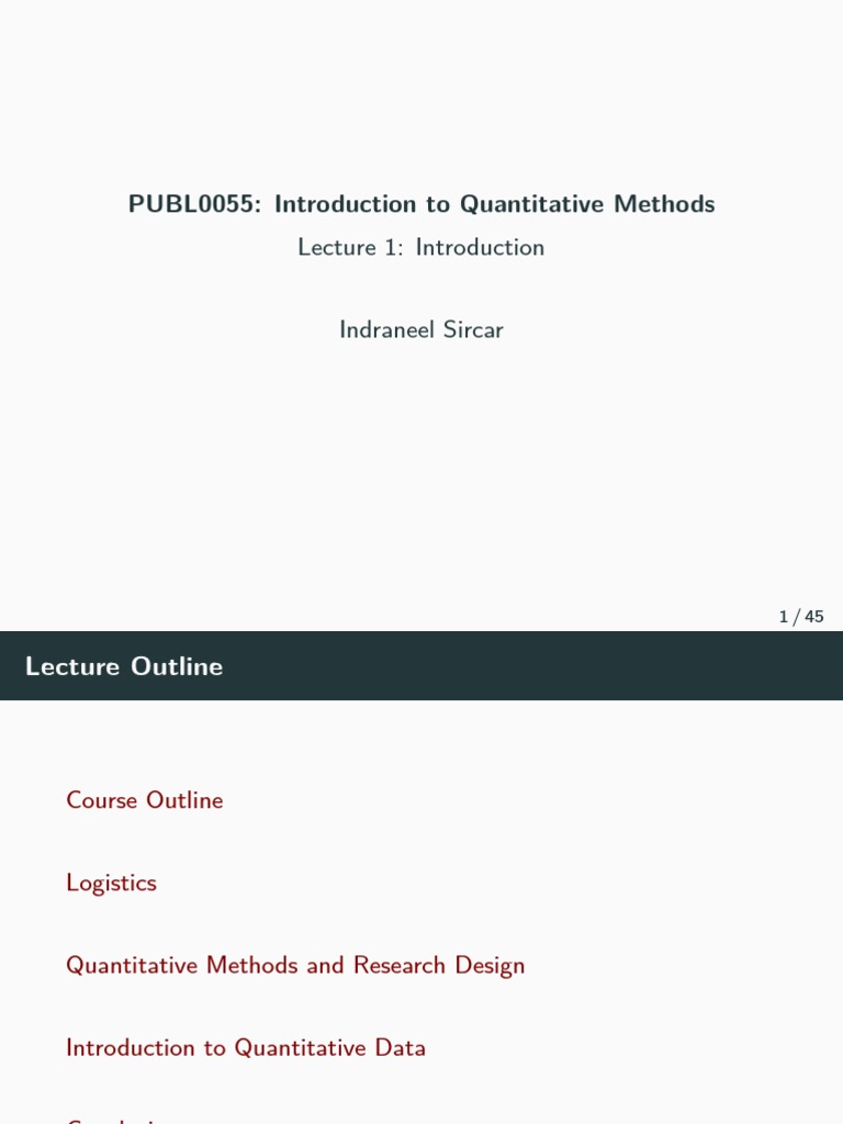 Intro to Quantitative Methods | PDF | Statistics | Mean