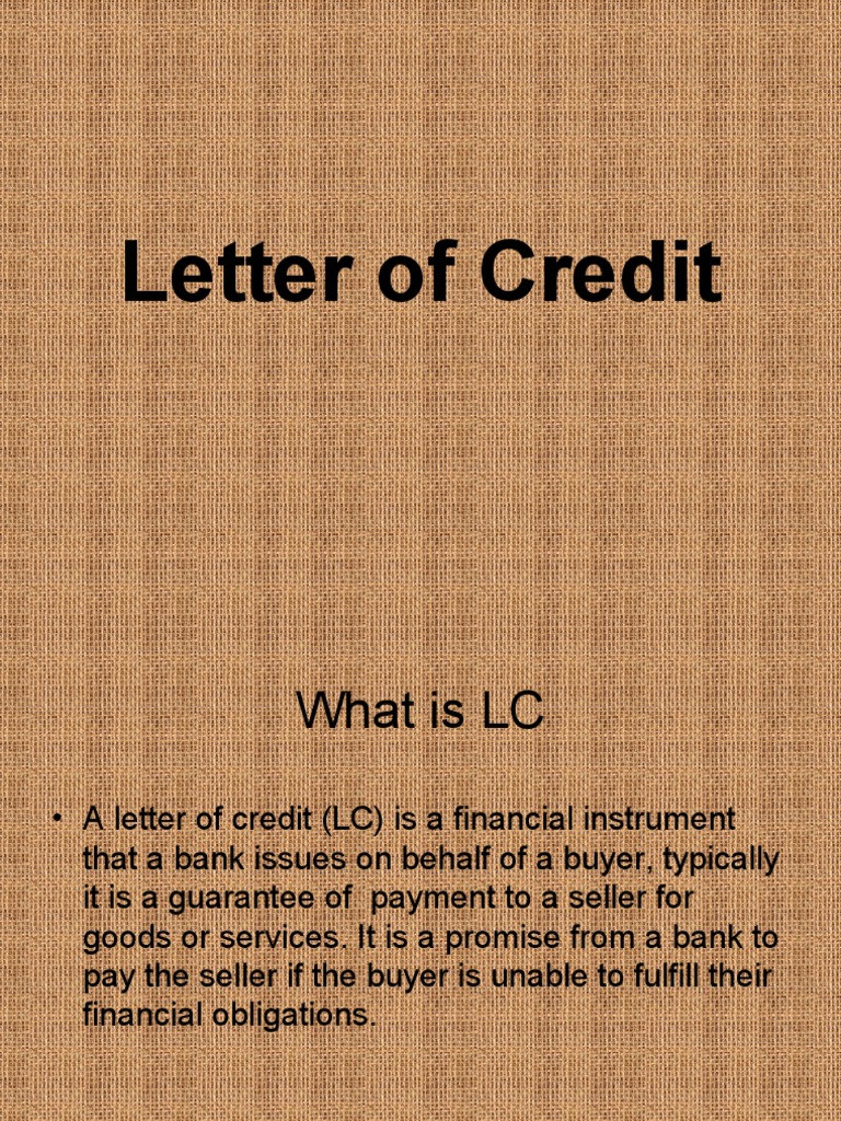 Letter of Credit Presentation | PDF