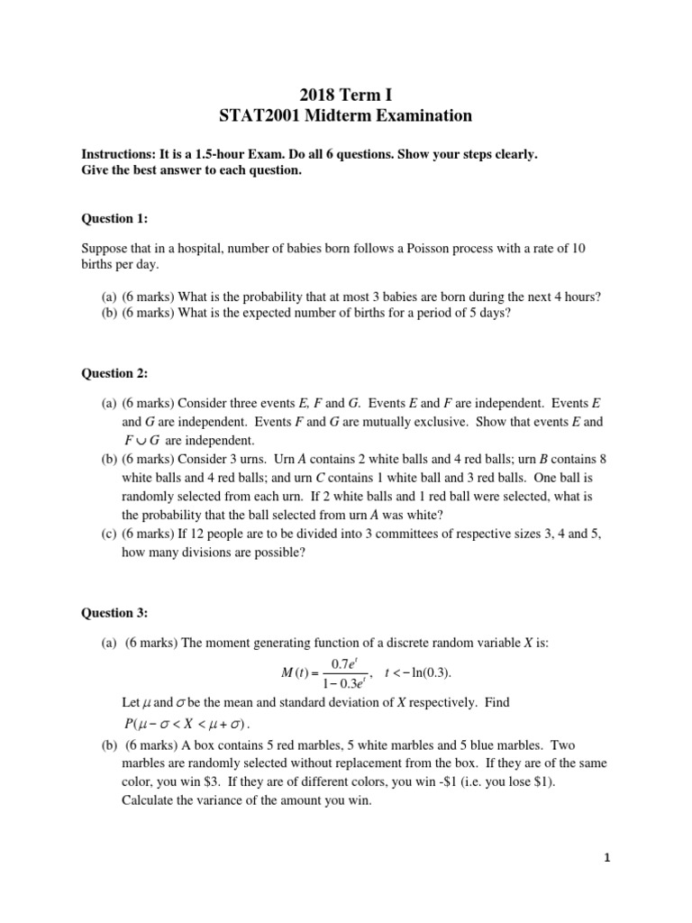 2018 Past Paper PDF | PDF | Probability Distribution | Probability ...