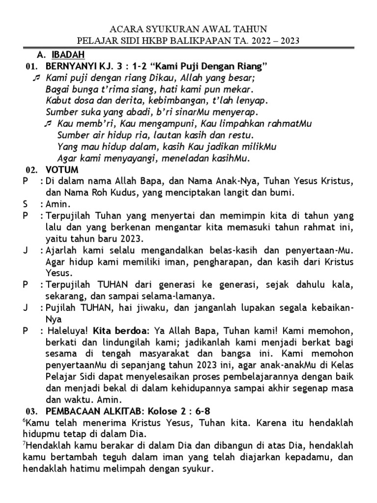 Susunan Acara Syukuran Naik Sidi | PDF