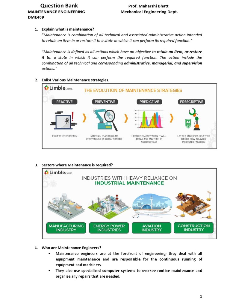 Question Bank Maintence Engineering | PDF | Corrosion | Anode
