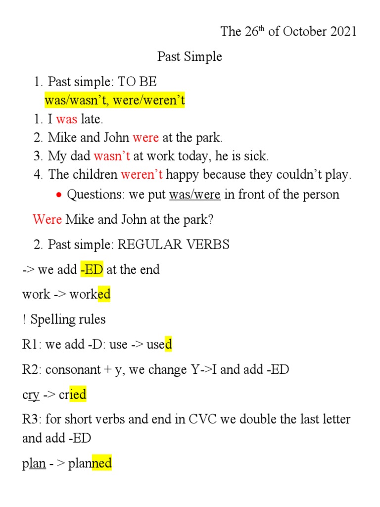 Flyers - Past Simple | PDF