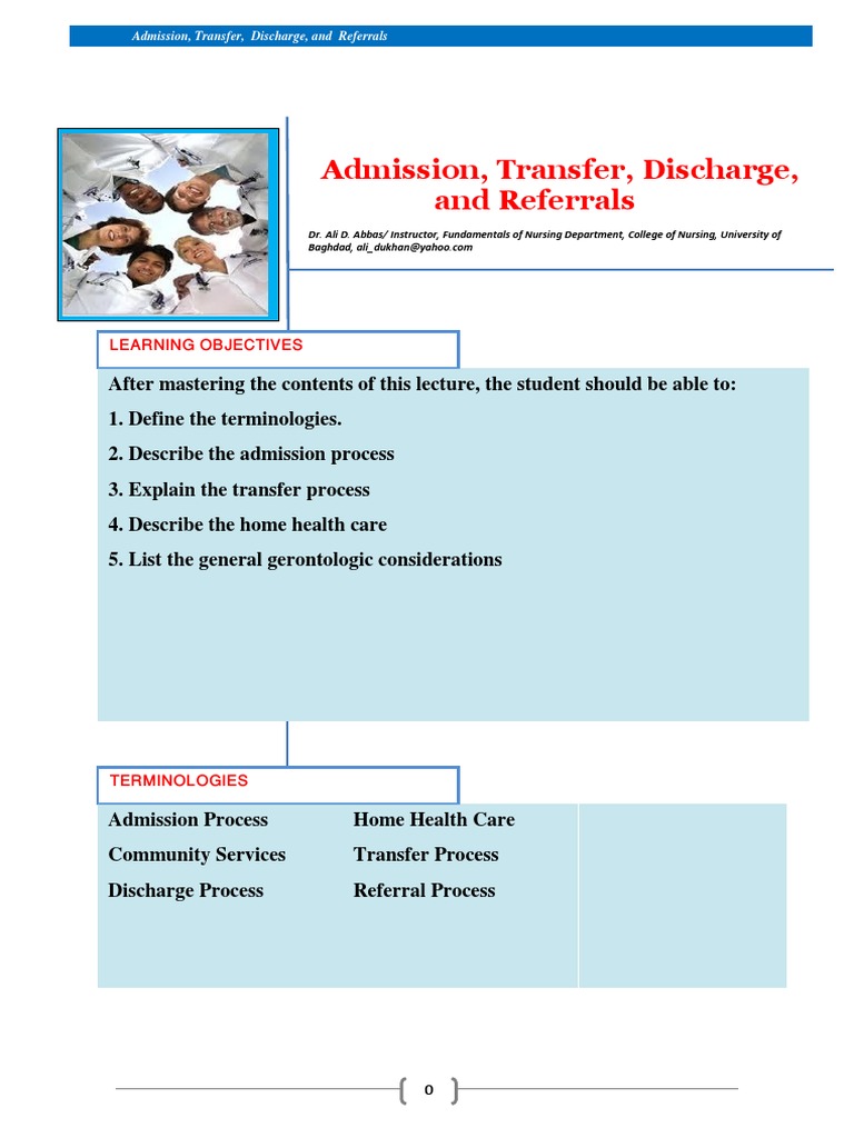Admission, Transfer, and Discharge Protocols | PDF | Patient | Nursing