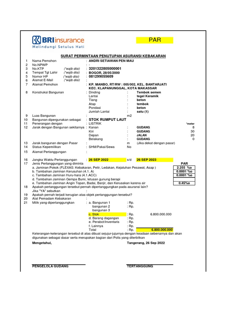 Pengisian Form Sppa Kebakaran New | PDF