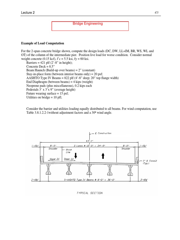 Load Computation for Intermediate Pier Column | PDF