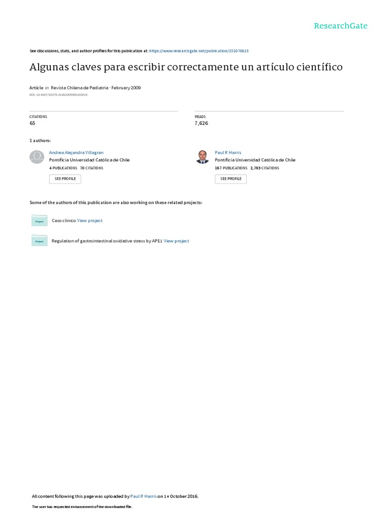 Algunas Claves Para Escribir Correctamente Un Arti Pdf Observation