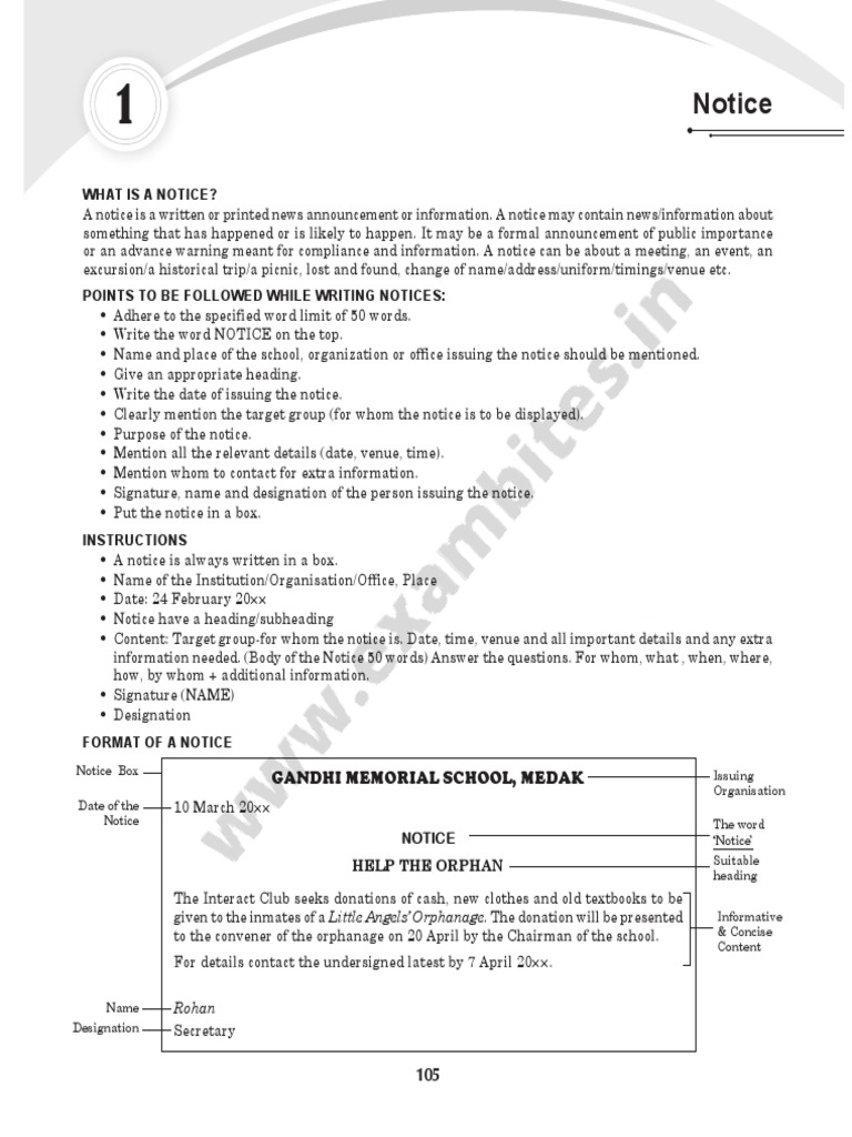 Notice Writing Class 12th 2023 | PDF